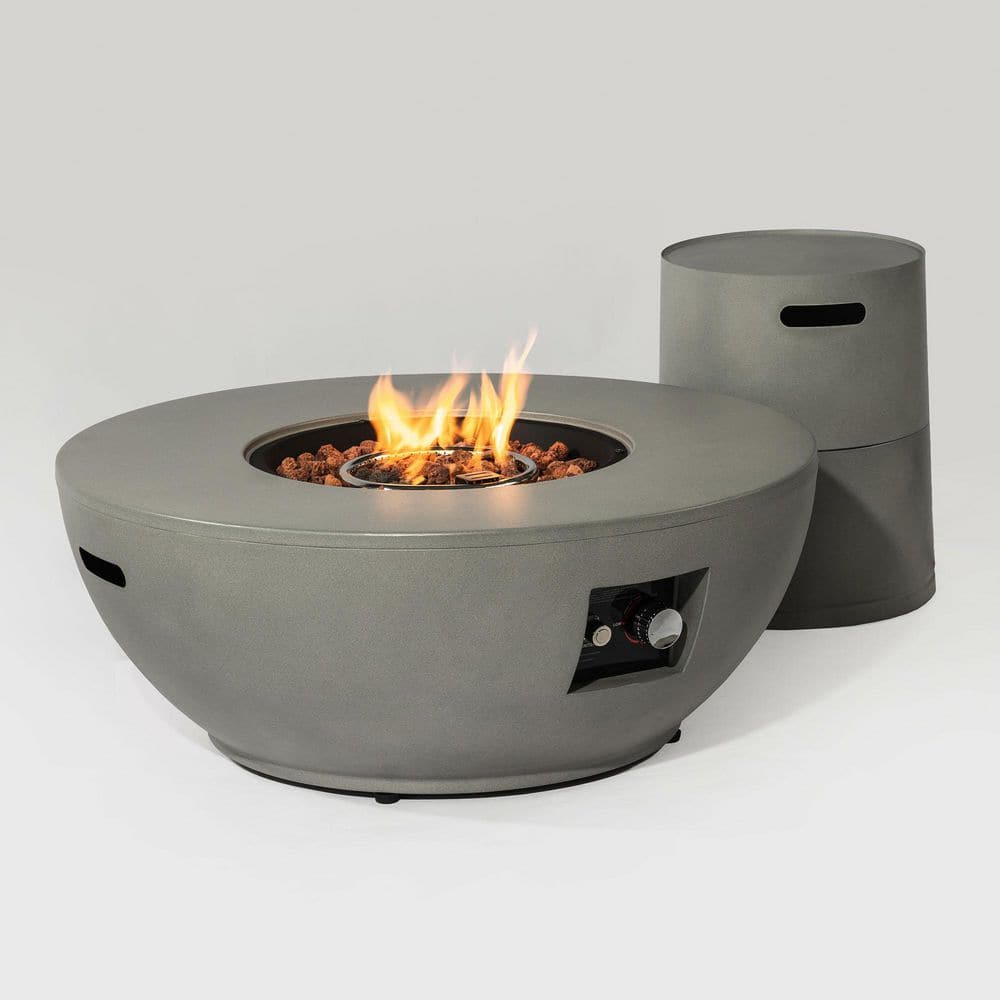 Mondawe Steel Propane Fire Bowl Outdoor Round Propane Fire Pit with ...