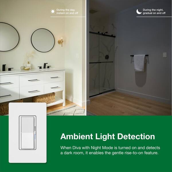 Lutron Diva LED+ Dimmer Switch with Night Mode for Dimmable LED Bulbs ...