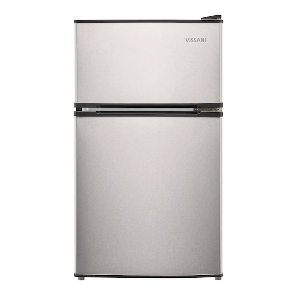 Vissani 3.2 cu. ft. Mini Refrigerator in Stainless Look with 2-Doors ...