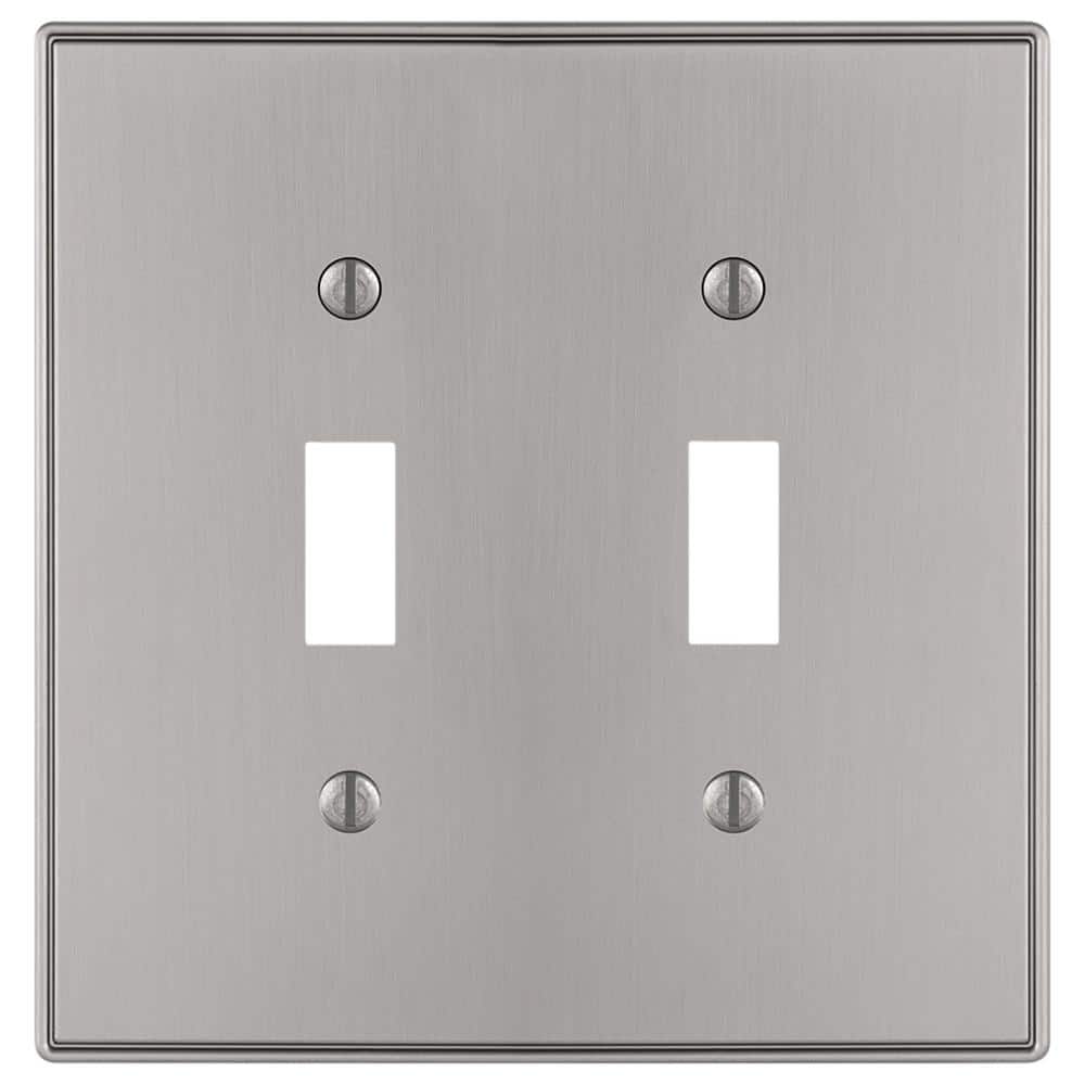 AMERELLE Ansley 2-Gang Brushed Nickel Toggle Cast Metal Wall Plate ...