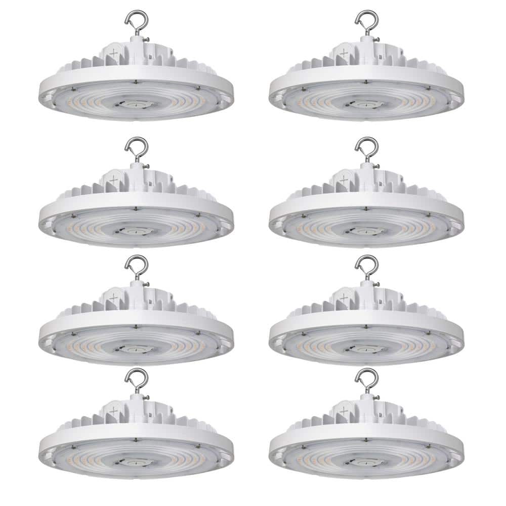 RUN BISON 8-Pack 10.6 in. White 450-Watt Equivalent Integrated LED UFO ...