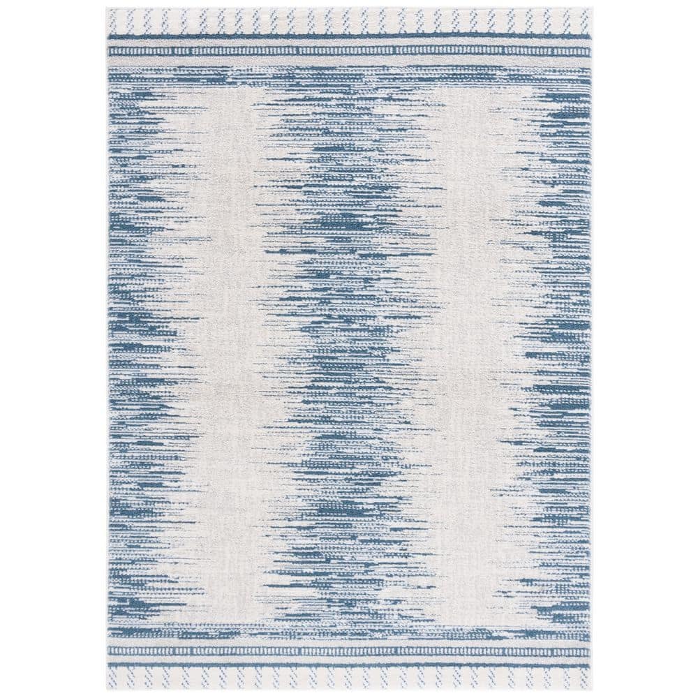 SAFAVIEH Alamo 8 ft. x 10 ft. Gray/Blue Horizontal Transitional Area ...