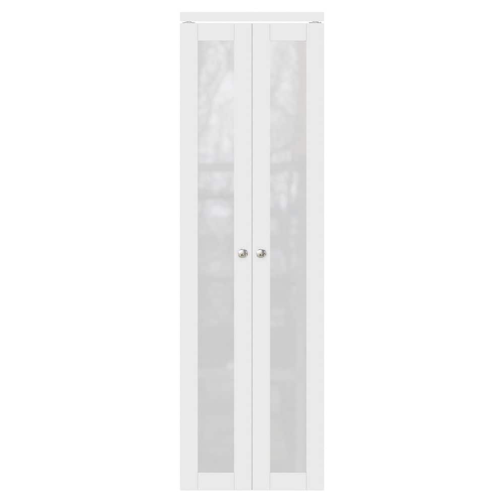 ARK DESIGN 24 in. x 80 in. 1-Lite Frosted Glass Solid Core White ...