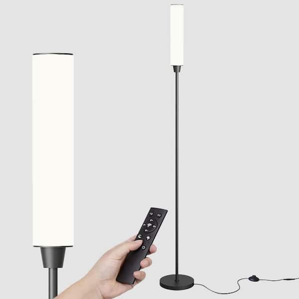 66 in. Black Dimmable Standard Floor Lamp with Remote Control Lamp-789 ...