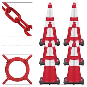 Mr. Chain 28 in. Red Reflective Traffic Cones (6-Pack) 97551-6 - The ...