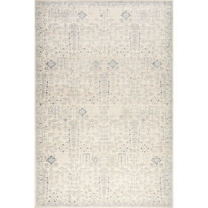 RUGS USA Flora Wool Cotton Slate Blue 9 ft. x 12 ft. Indoor/Outdoor ...