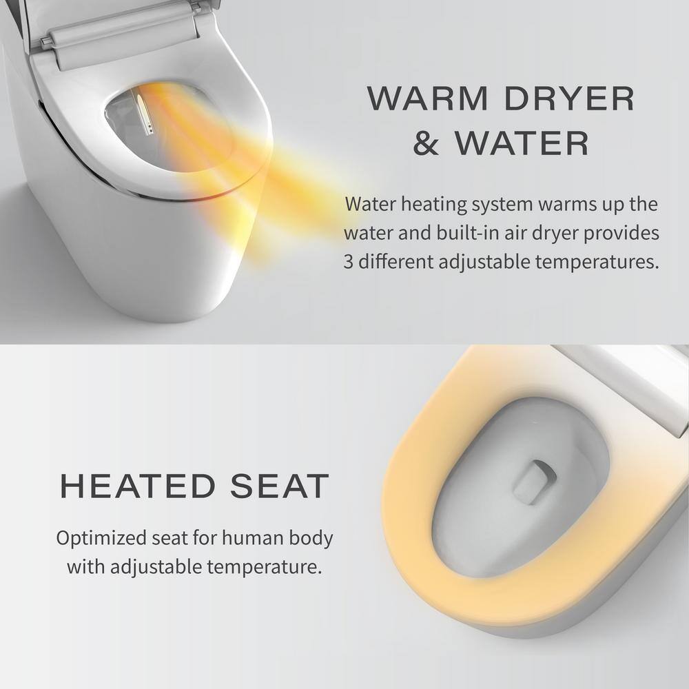 Buy Stylement Tankless Smart Toilet Elongated Integrated Bidet in White ...