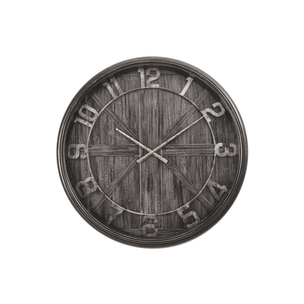 30 in. Round Transitional Brown Analog Wall Clock CKJY2301-B - The Home ...