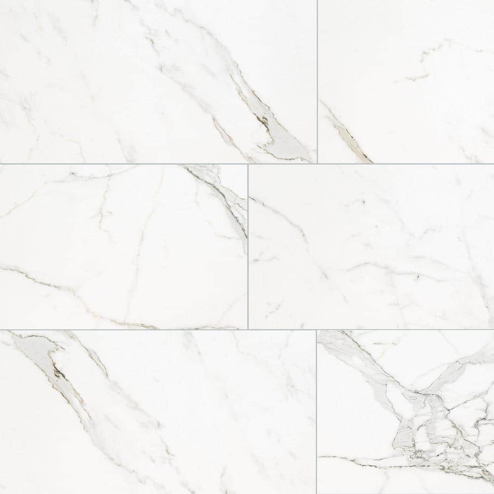 MSI Michella Calacatta Isla 12 in. x 24 in. Matte Porcelain Marble Look ...