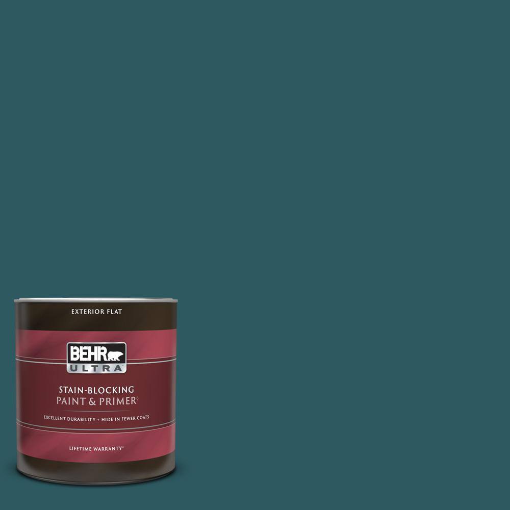 BEHR ULTRA 1 qt. #QE-47 Petro Blue Flat Exterior Paint & Primer 485304 ...