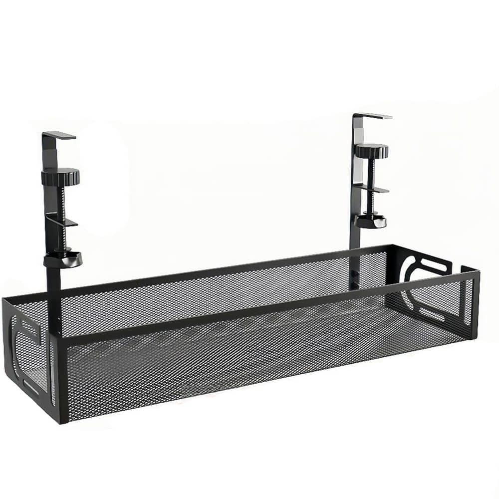 Yichuhaoxi Under Desk Cable Management Tray No Drill Mount Organizer Black Carbon Steel Mesh ...