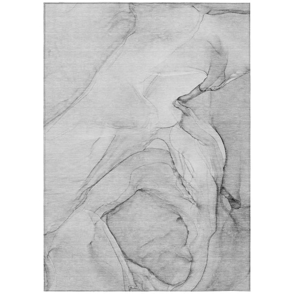 HomeRoots Gray 3 ft. x 5 ft. Abstract Indoor / Outdoor Area Rug ...