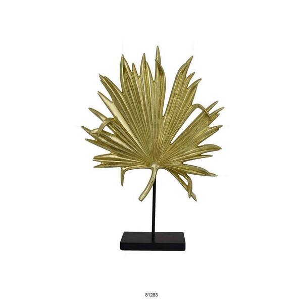 Benjara Menny 21 in. Gold Finish Palm Leaf Resin Decorative Sculpture ...