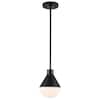 Monteaux Lighting Ari 1-Light Black Pendant Light Fixture with White ...