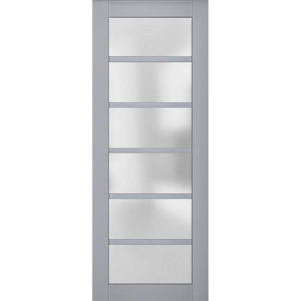 Sartodoors 18 in. x 20 in. Solid Wood Frosted glass Matte Grey Interior ...