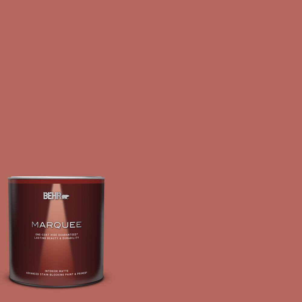 BEHR MARQUEE 1 qt. #180D-6 Mineral Red Matte Interior Paint & Primer ...