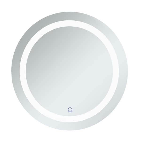 Timeless Home 28 in. W x 28 in. H Round Frameless Silver LED Mirror ...