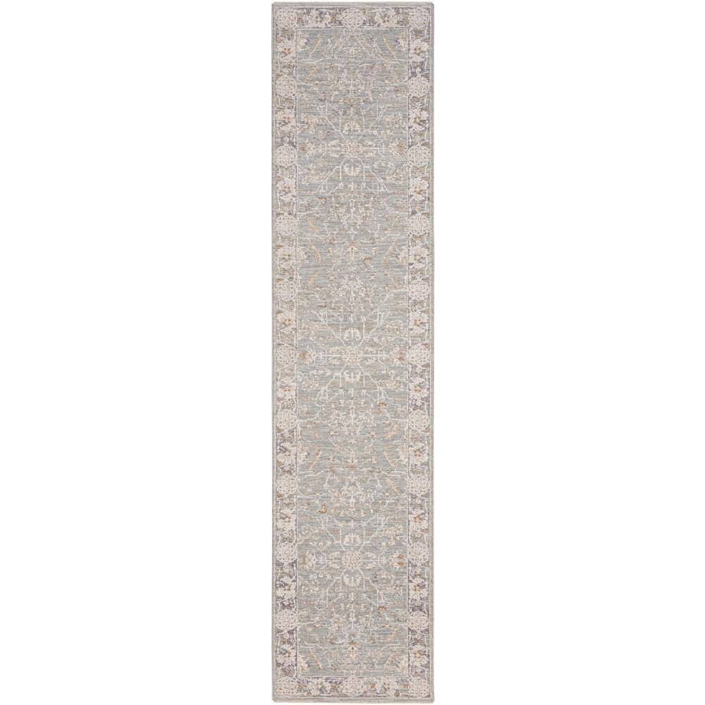 Nourison Asher Blue Ivory 2 ft. x 10 ft. All-over design Traditional ...