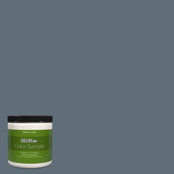 BEHR PREMIUM PLUS 8 oz. #N480-6 NYPD Semi-Gloss Interior/Exterior Paint ...