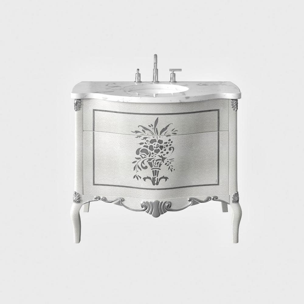 Eviva Monaco 38 in. Single Sink Ivory Bath Vanity with White Carrara ...