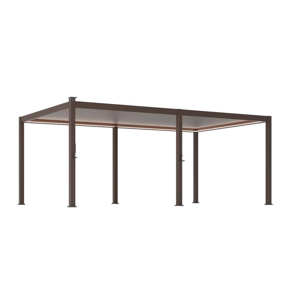 Sonkuki Sereno Series 12 ft. x 20 ft. All-Aluminum Pergola with Solar ...