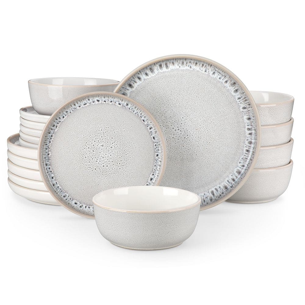 vancasso 18-Piece Cream White and Beige Stoneware Dinnerware Set ...