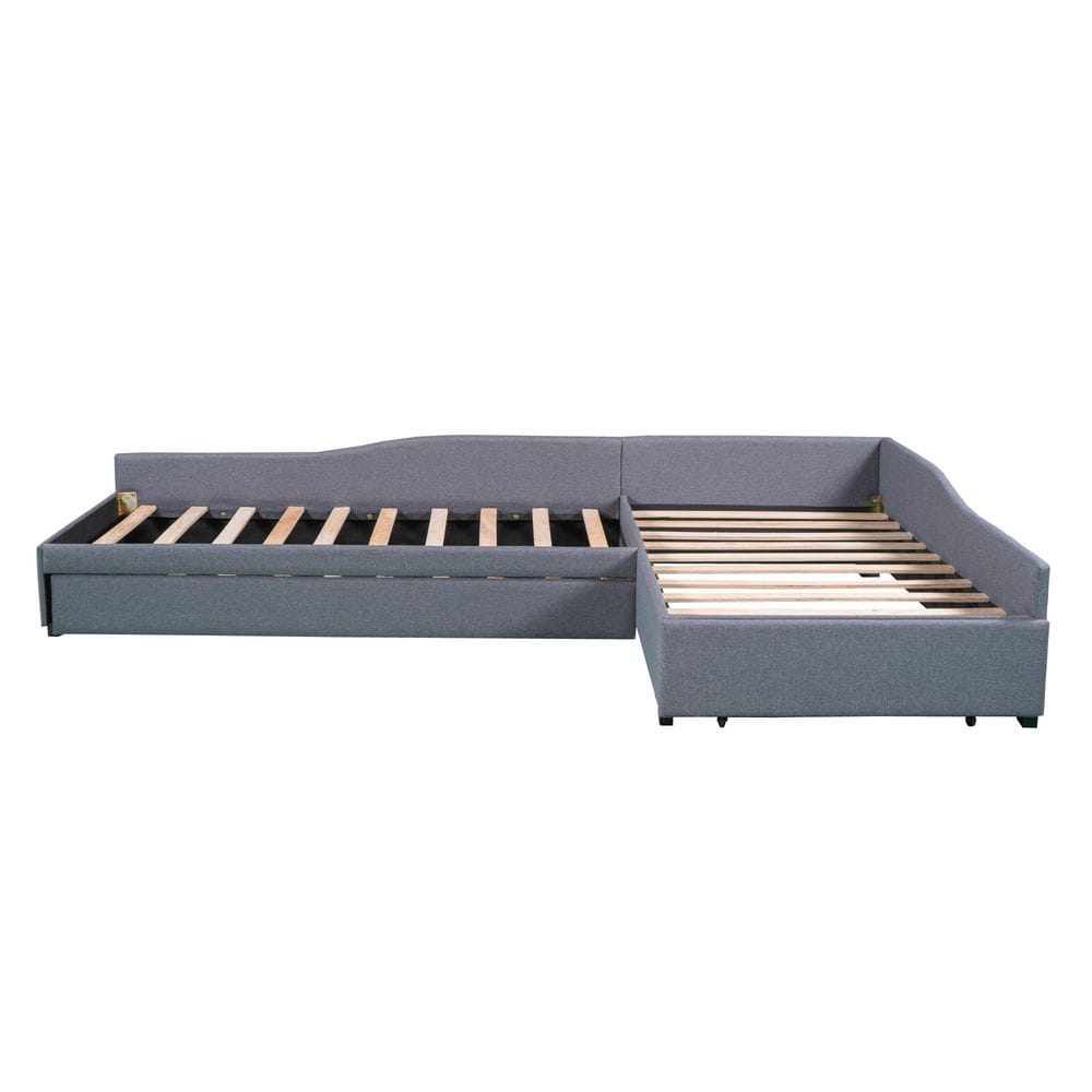 Noble House Egerton Gray Linen Upholstered Double Twin Size Daybed with ...