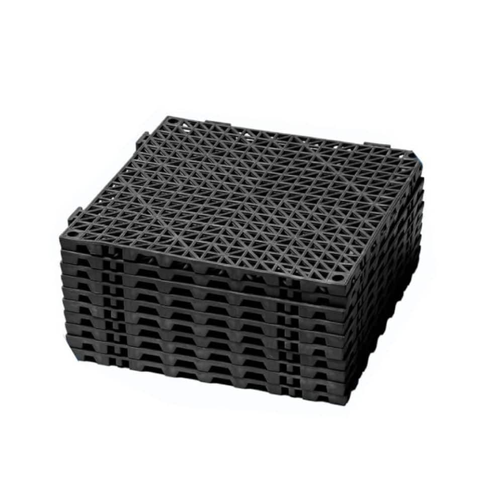 Afoxsos 12 in.x 12 in. Rubber Drainage Interlocking Floor Tiles (12 Pack) Non-Slip Soft PVC ...