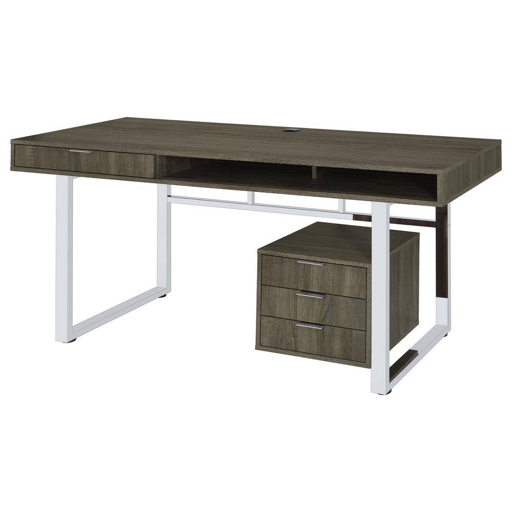Coaster Whitman 65 in. W Weathered Gray 4-Drawer Writing Desk 801897 ...