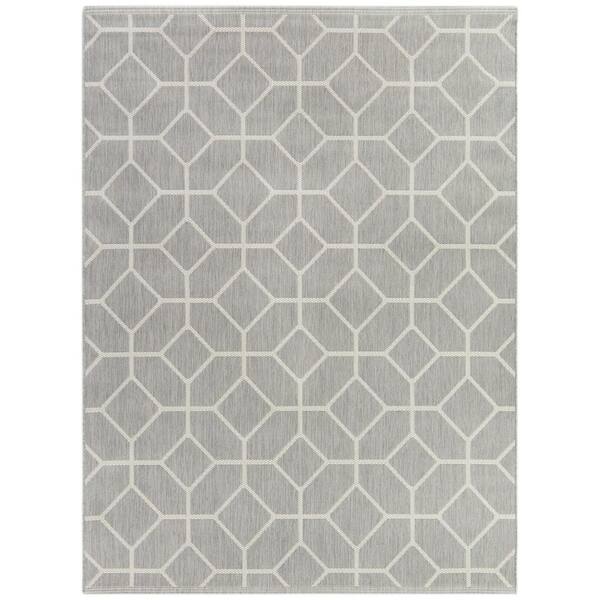 BALTA Bouvard Grey 7 ft. 10 in. x 10 ft. Geometric Indoor/Outdoor Area ...