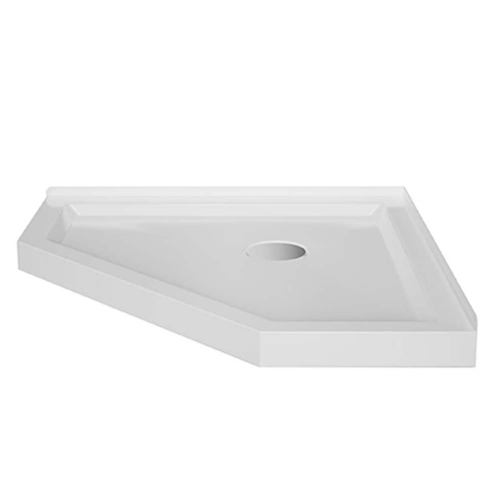 JimsMaison 36 in. L x 36 in. W Corner Neo-Angle Shower Pan Base with ...