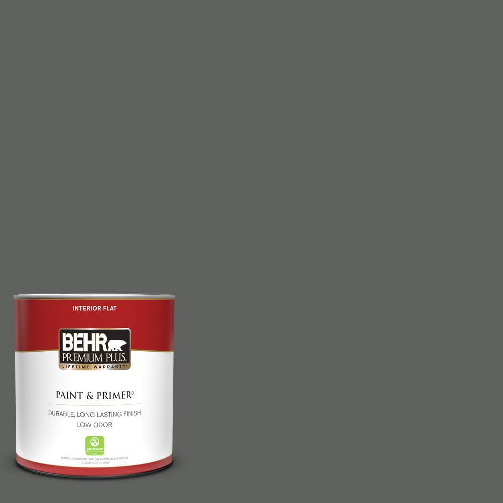 BEHR PREMIUM PLUS 1 qt. #N460-6 Hematite Flat Low Odor Interior Paint ...