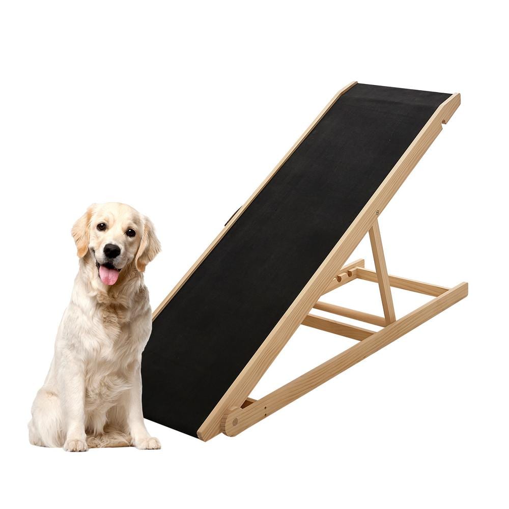 BOZTIY Folding Wooden Dog Ramp for High Bed 5-Level Adjustable Pet Ramp ...