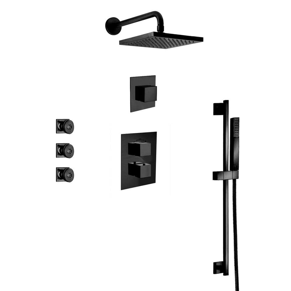 LaToscana Quadro 3-Spray Square Showerhead and Wall Bar Kit with ...