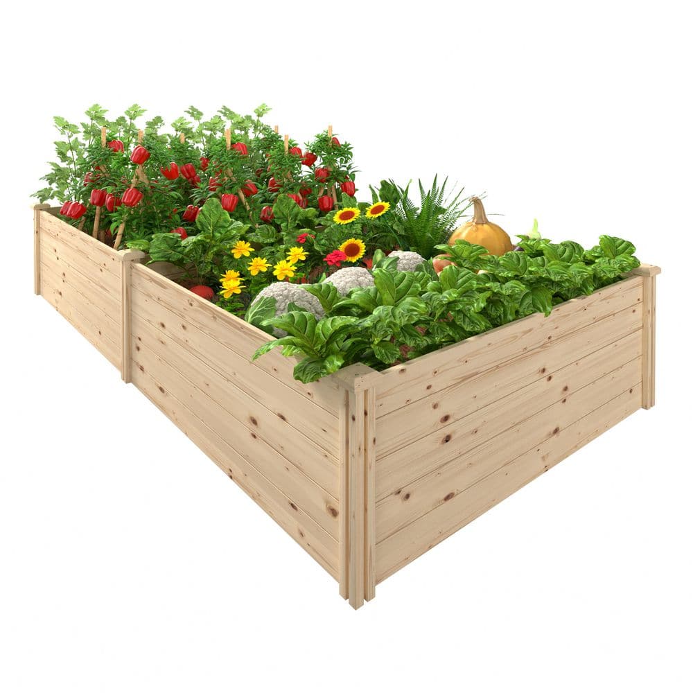 Reviews for VEIKOUS Yellow Cedar Wood Raised Planter Box Natural Raised ...