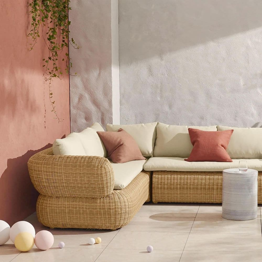 Poly and Bark Vieste 90 in. Round Arm 2-piece Fabric V Shaped Corner ...