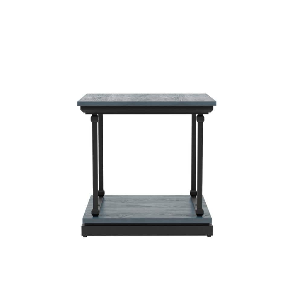 Furniture of America Blue River 23.63 in. Antique Blue and Black Square ...