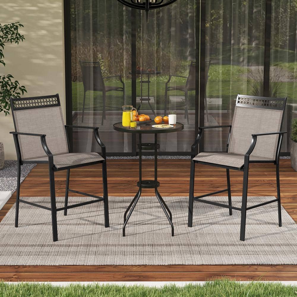 Gtnali Metal Outdoor Bar Stool With Footrest and Armrestsof (2-Pack ...