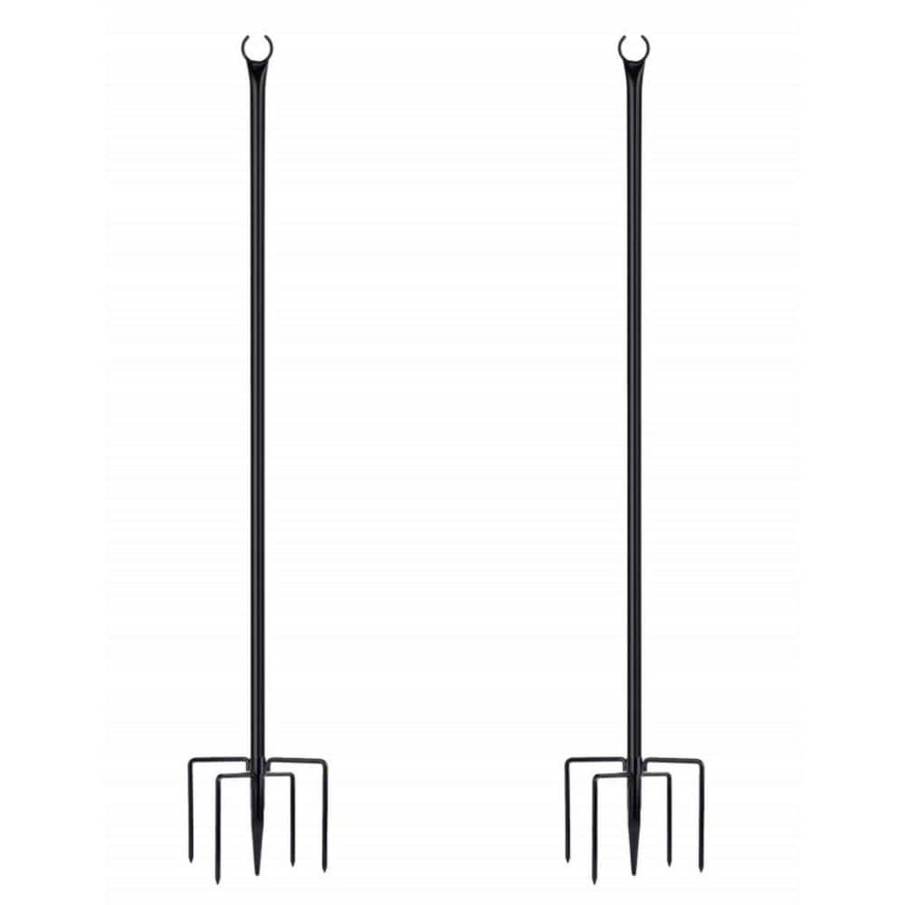 Angel Sar 9.8 ft. Steel Outdoor String Light U-Shaped Poles Flagpole (2 ...