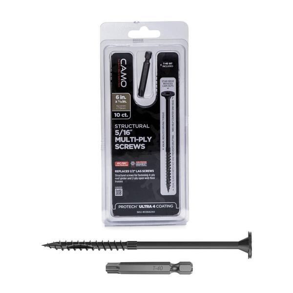 CAMO 5/16 in. x 6 in. Star Drive Flat Head Multi-Purpose + Multi-Ply ...