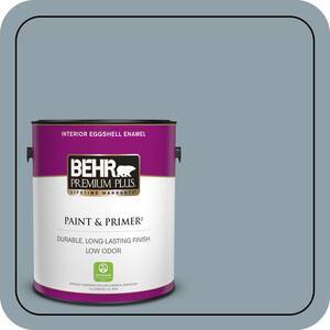 BEHR PREMIUM PLUS 8 oz. #N480-4A Dusty Denim Satin Enamel Interior ...