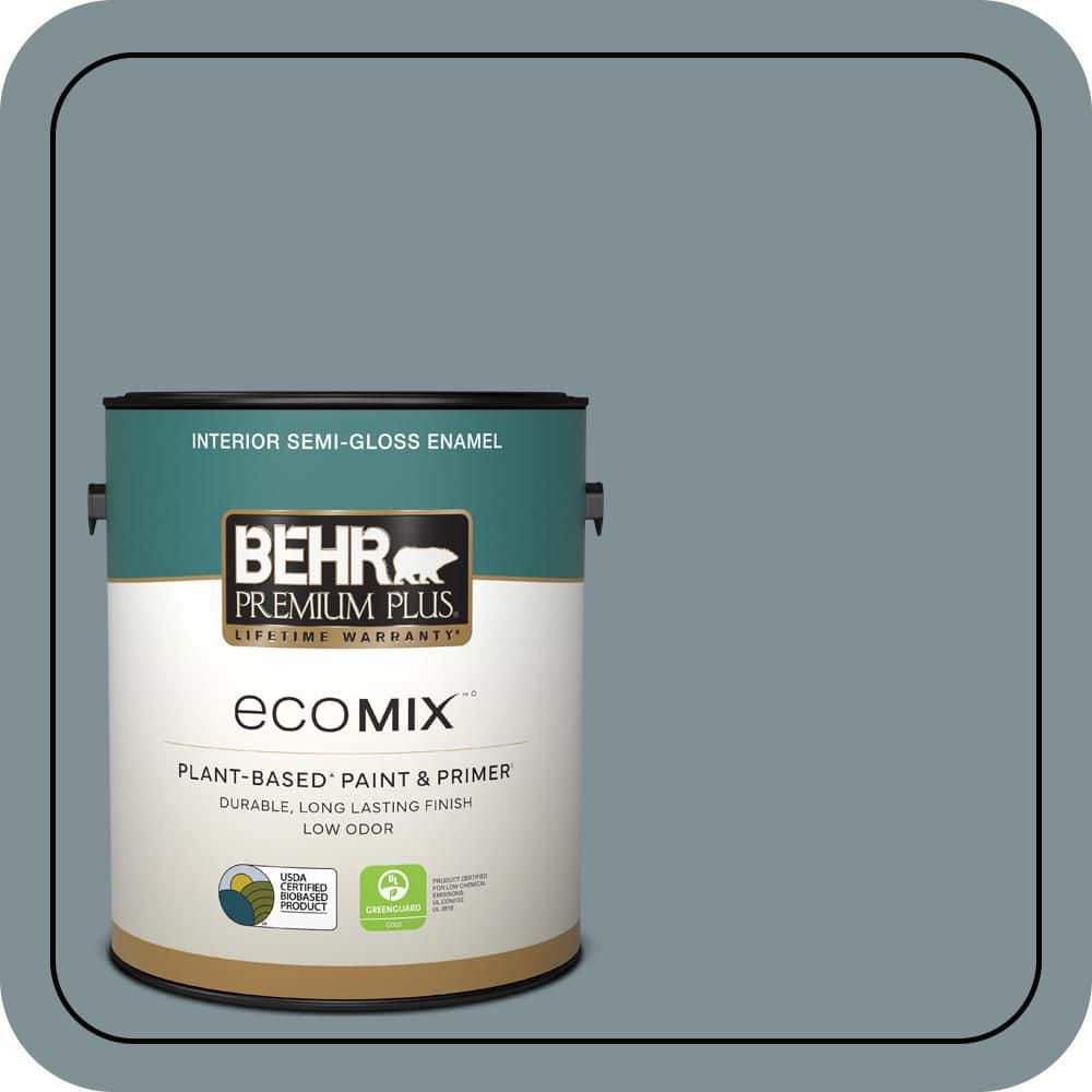 BEHR PREMIUM PLUS 1 gal. #740F-4 Dark Storm Cloud Semi-Gloss Enamel ...