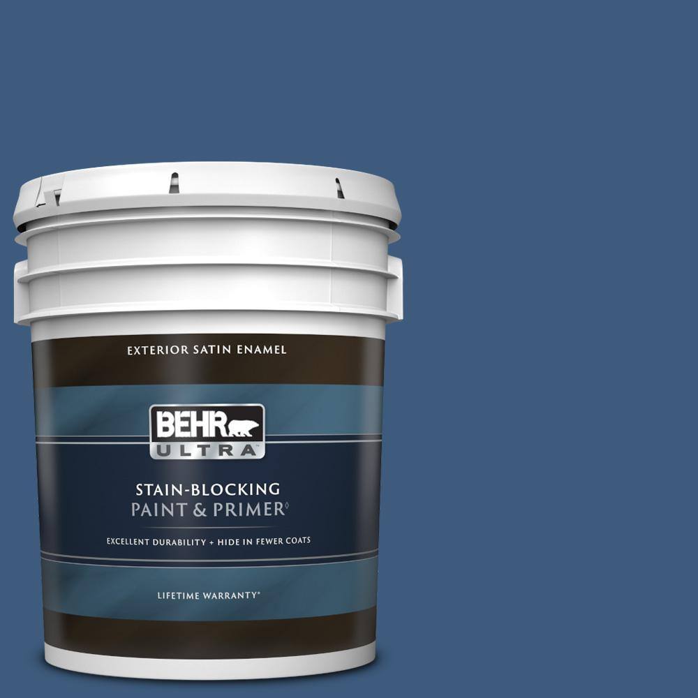 BEHR ULTRA 5 gal. #M520-7 Admiral Blue Satin Enamel Exterior Paint ...