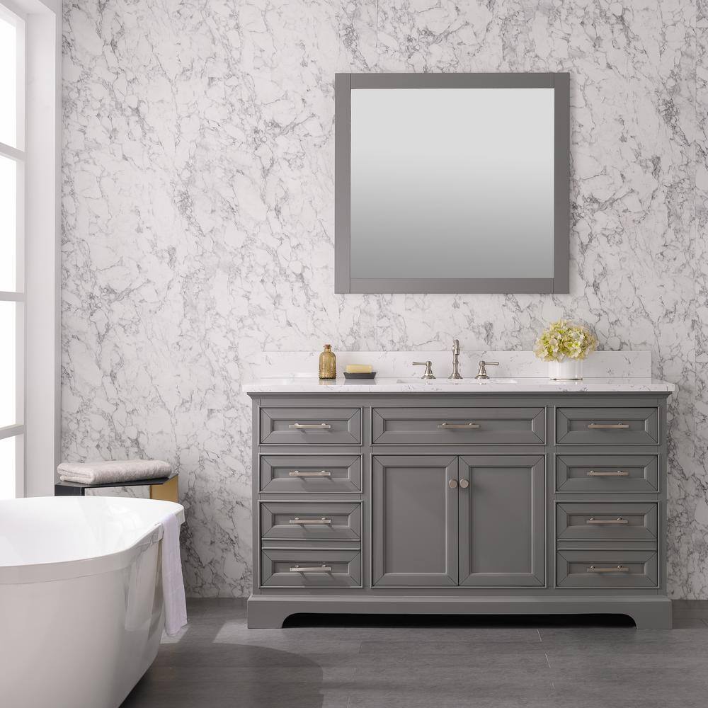 SUDIO Thompson 60 in. W x 22 in. D Bath Vanity in Gray with Engineered ...