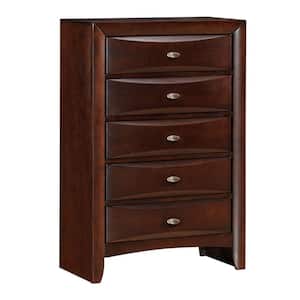 Benjara 18 in. Brown 5-Drawer Wooden Chest of Drawers BM232101 - The ...