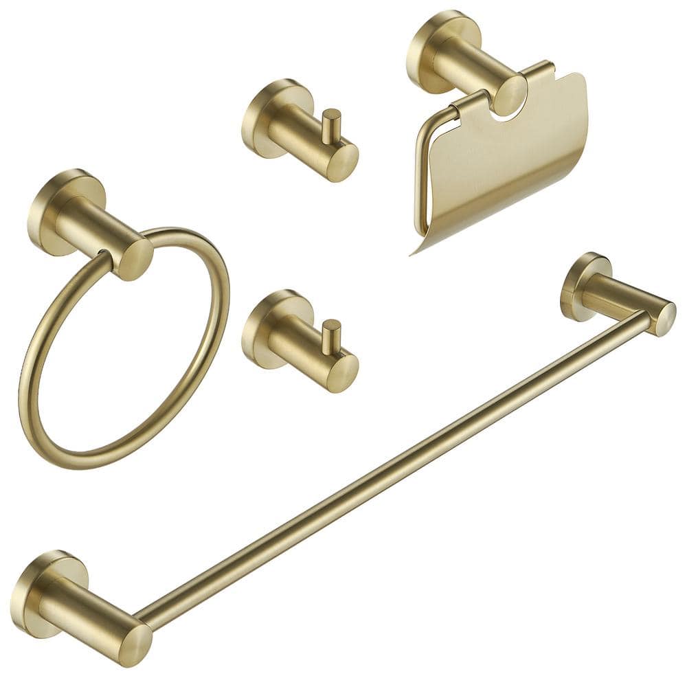 BWE 5-Piece Bath Hardware Set with Towel Bar Towel Ring Towel Hook ...