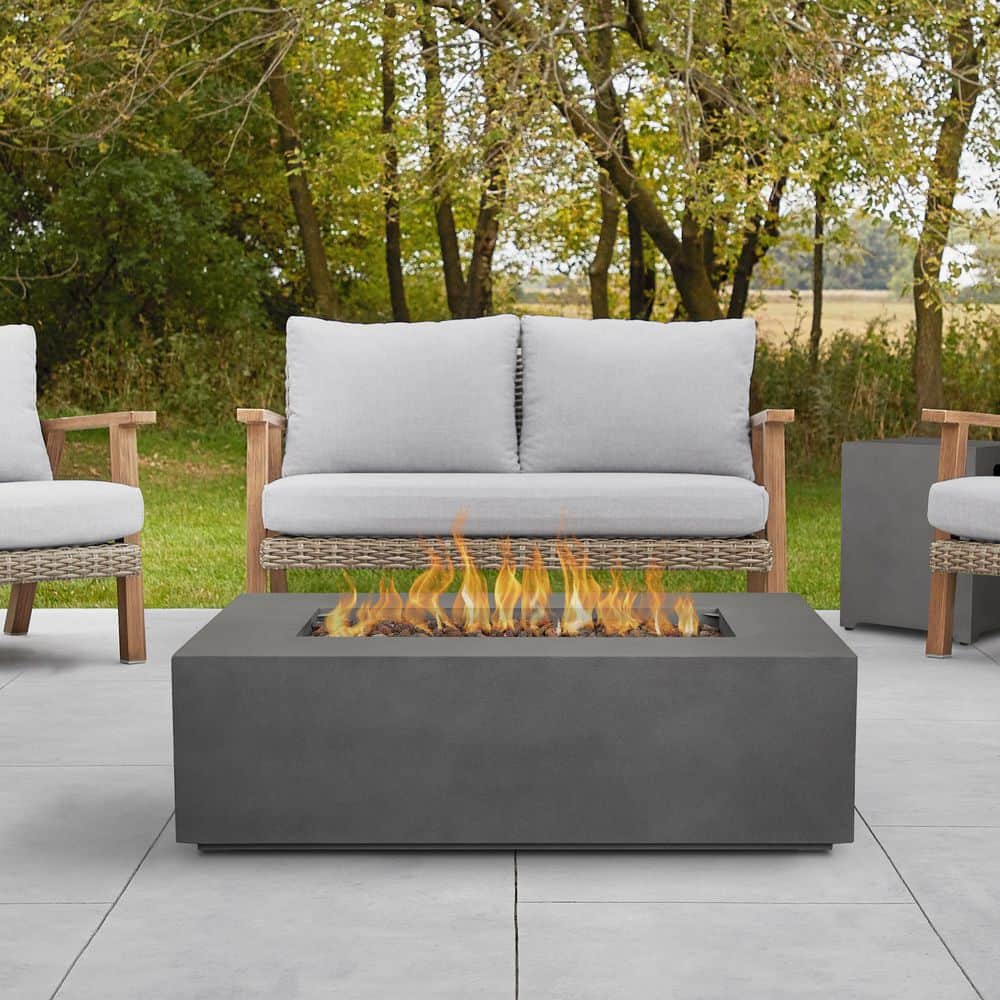 Real Flame Aegean 42 in. x 13 in. Rectangle Steel Propane Fire Pit ...