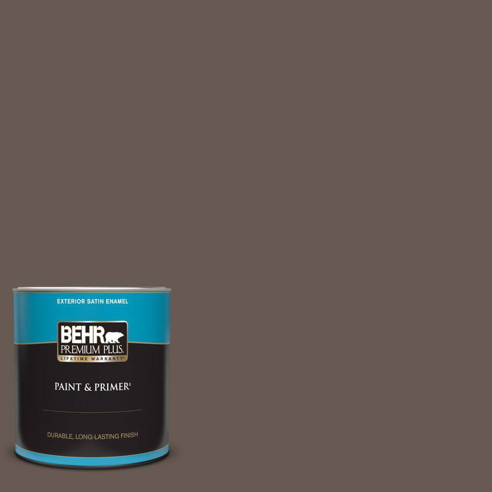 BEHR PREMIUM PLUS 1 qt. #N200-7 Underground Satin Enamel Exterior Paint ...