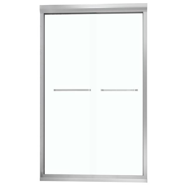 matrix decor 48 in.x76 in.Framed Shower Door in Steel with Clear Glass ...