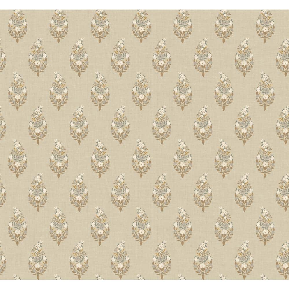 RIFLE PAPER CO. Paisley Linen Beige Metallic Paper Non-Pasted Wallpaper ...
